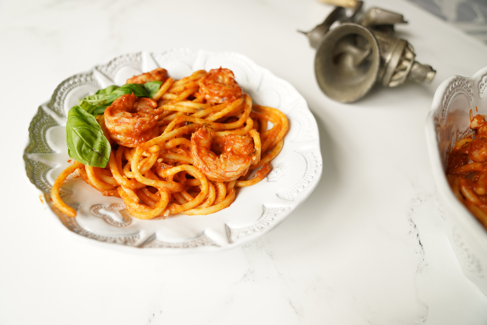 Sautéed Shrimp Marinara with Pasta - Collards and Cannoli